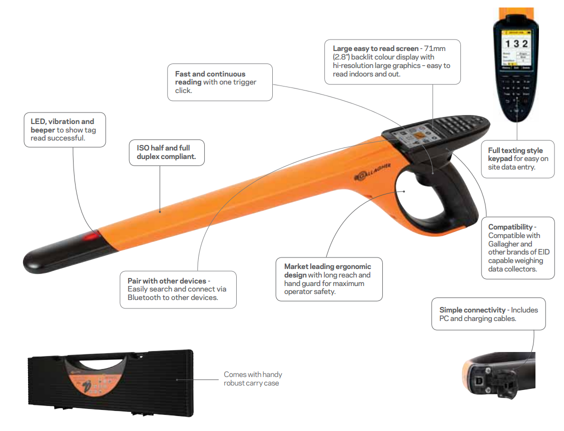 HR5 Hand Held EID Tag Reader & Data Collector - Lakeland Farm And Ranch US